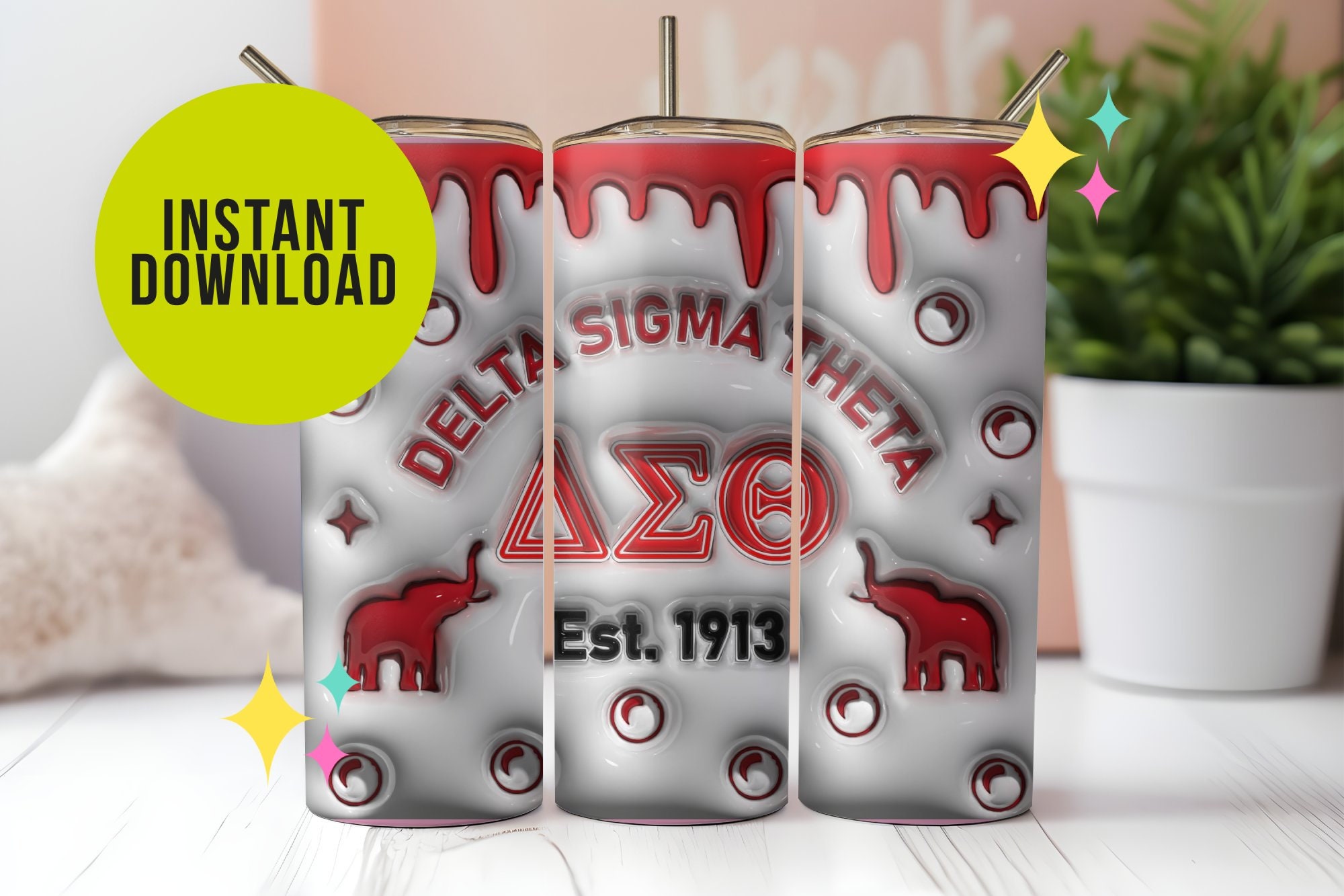 Delta Sigma Theta, Inflated Tumbler Wrap, Sorority, Sublimation, Skinny ...