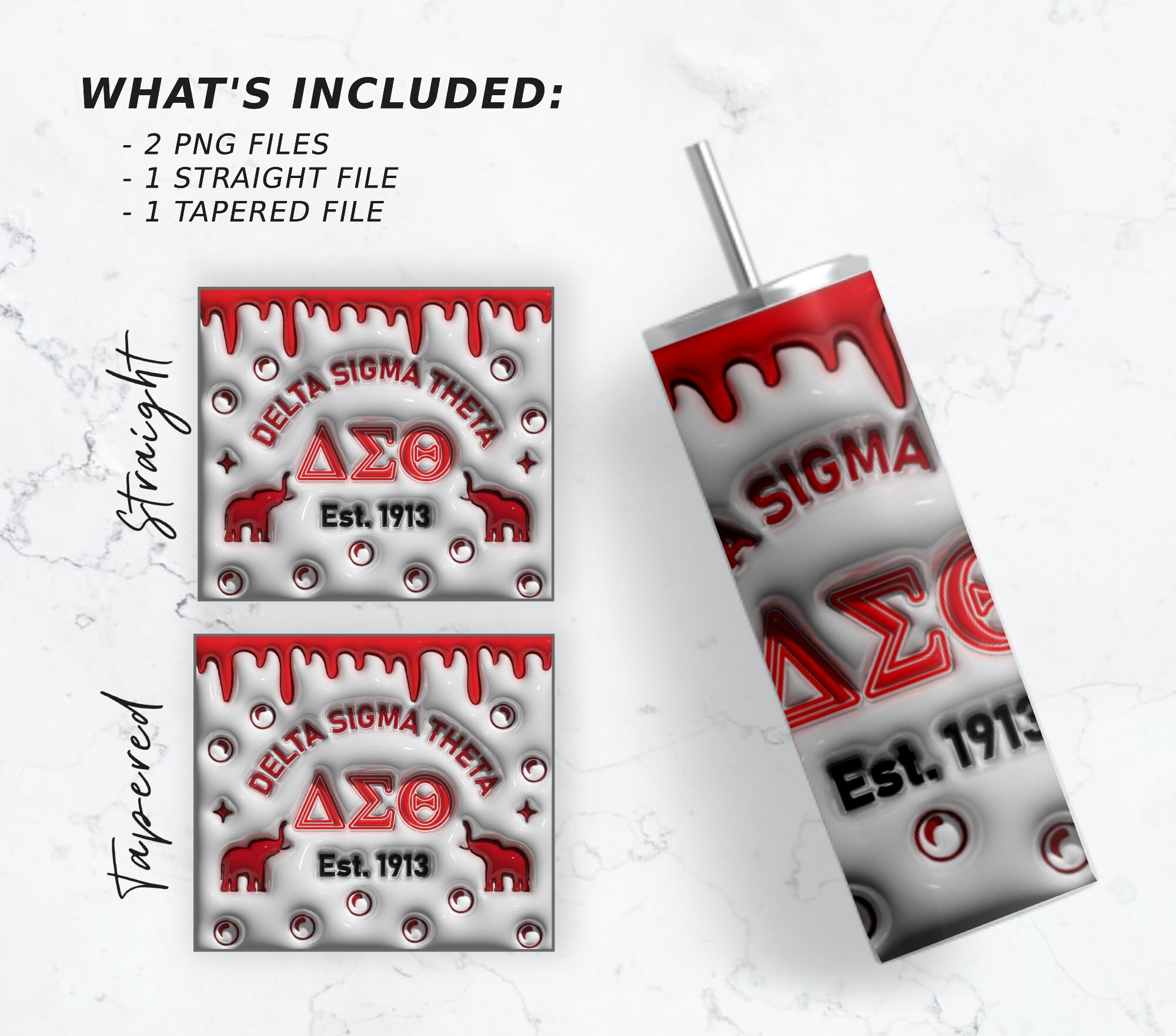 Delta Sigma Theta, Inflated Tumbler Wrap, Sorority, Sublimation, Skinny ...