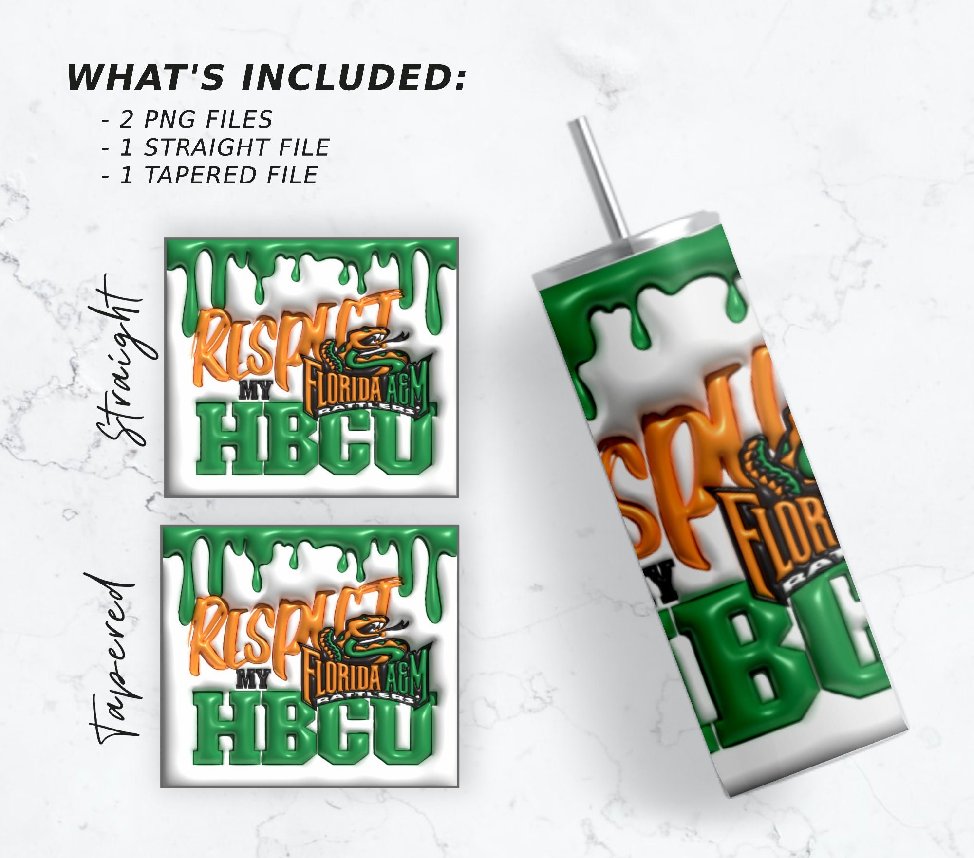 Inflated, Florida A&M University, FAMU, Tumbler Wrap, 20oz, HBCU ...