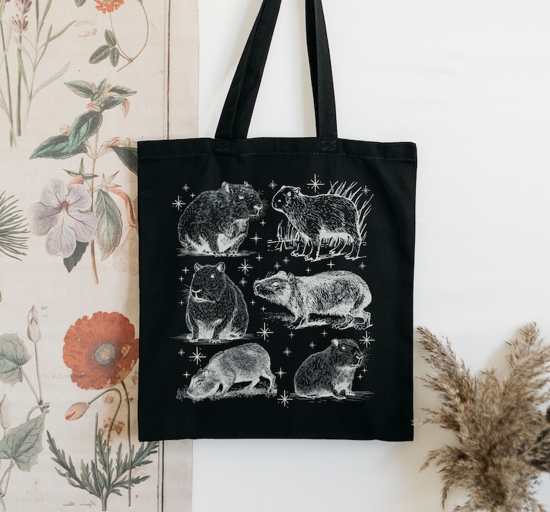 Capybara Tote Bag, Weirdcore Gifts, Cottagecore Tote, Capybara Gifts ...