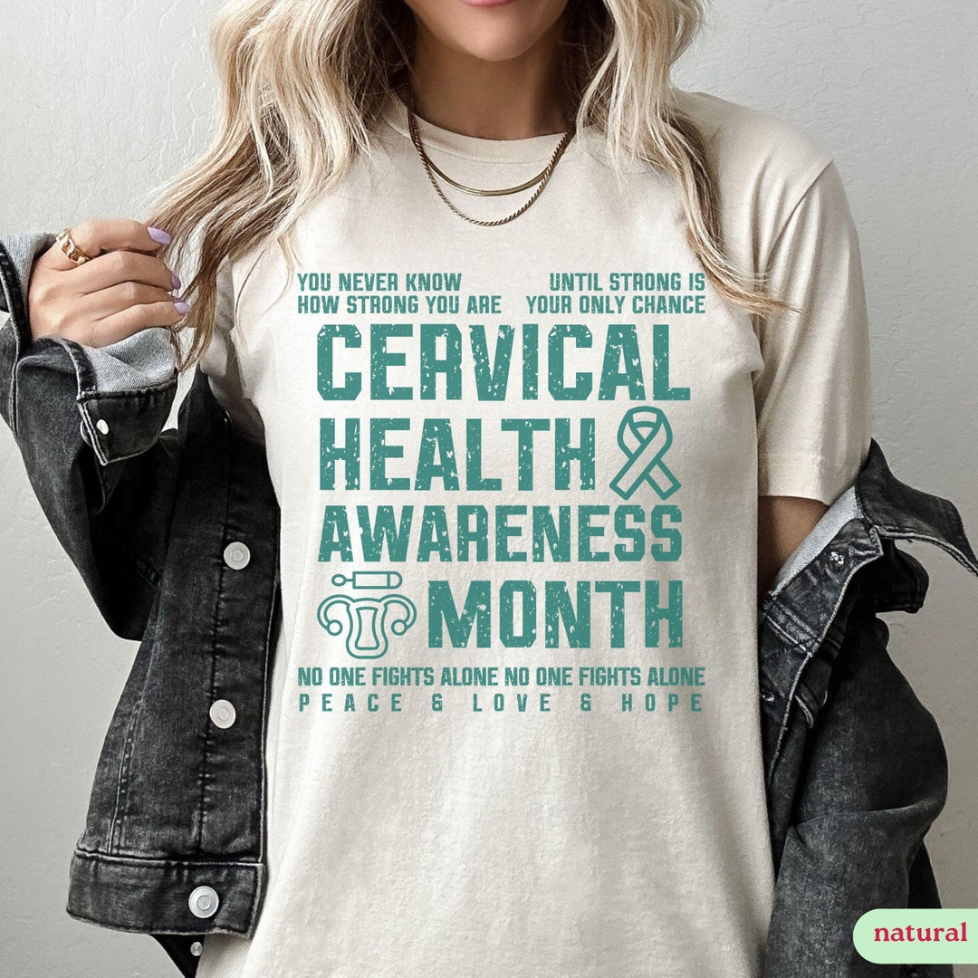 Cervical Cancer Awareness Shirt Cervical Warrior Gift Teal Ribbon Tee ...