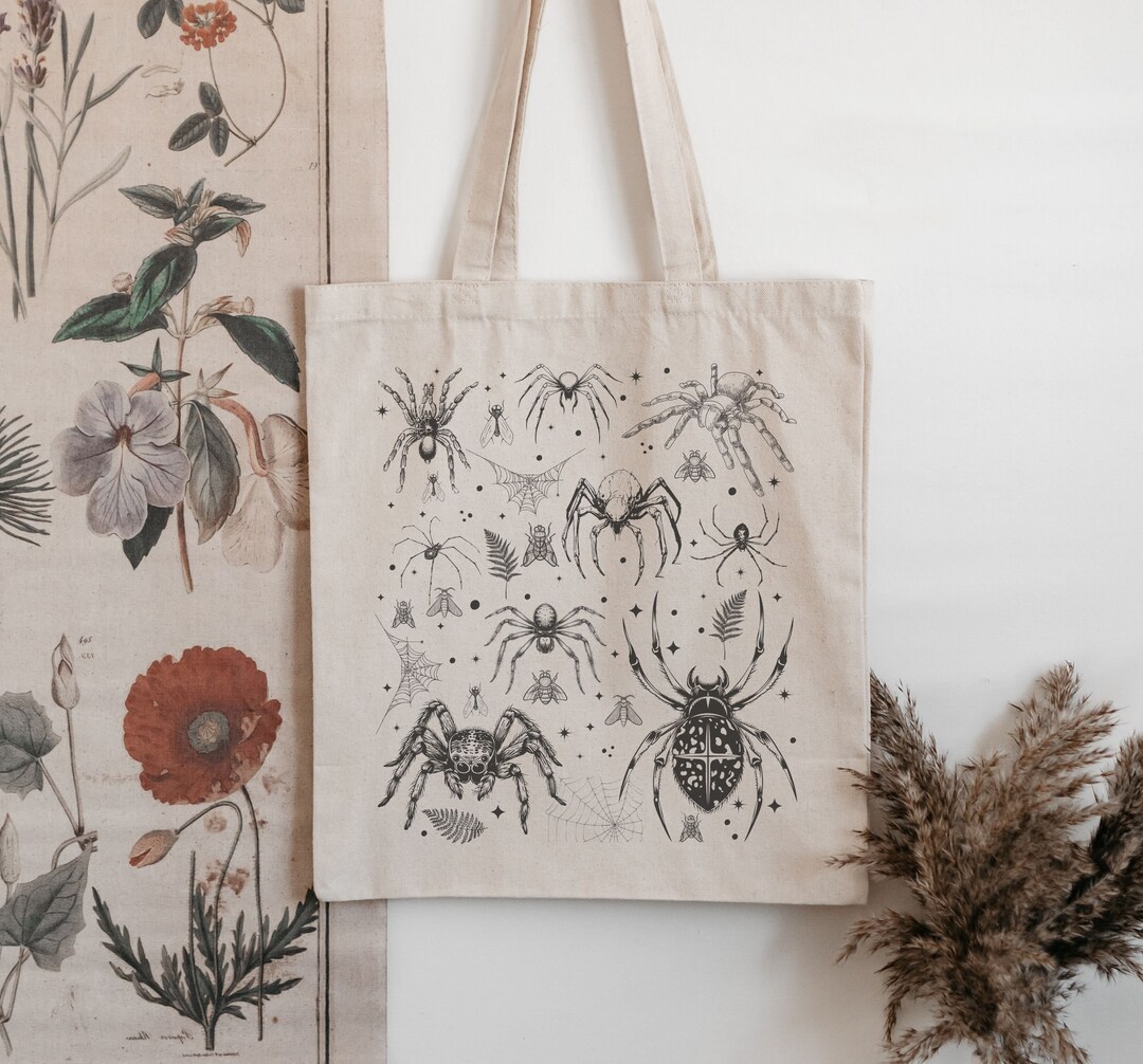 Cottagecore Spider Tote Bag, Arachnology Tote, Insect Lover Gift ...