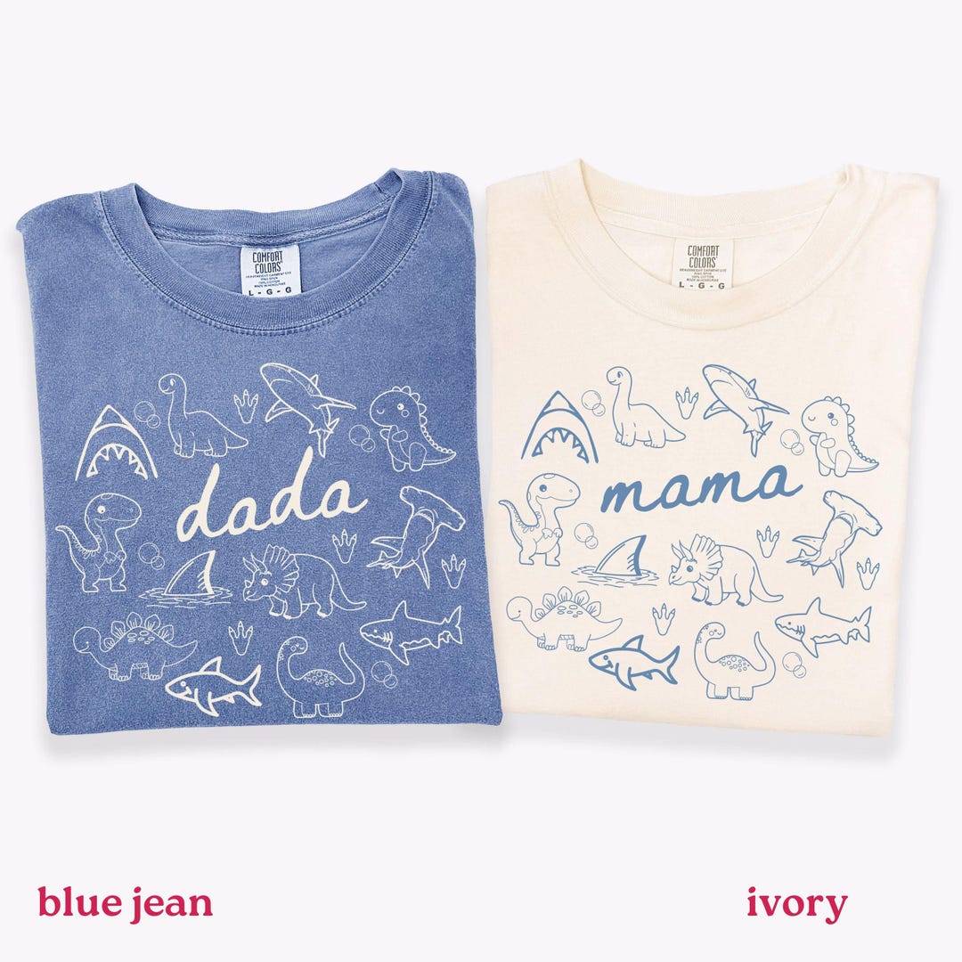 Dinosaur & Shark Birthday Theme Shirts, Stomp Chomp Roar Family Outfits ...