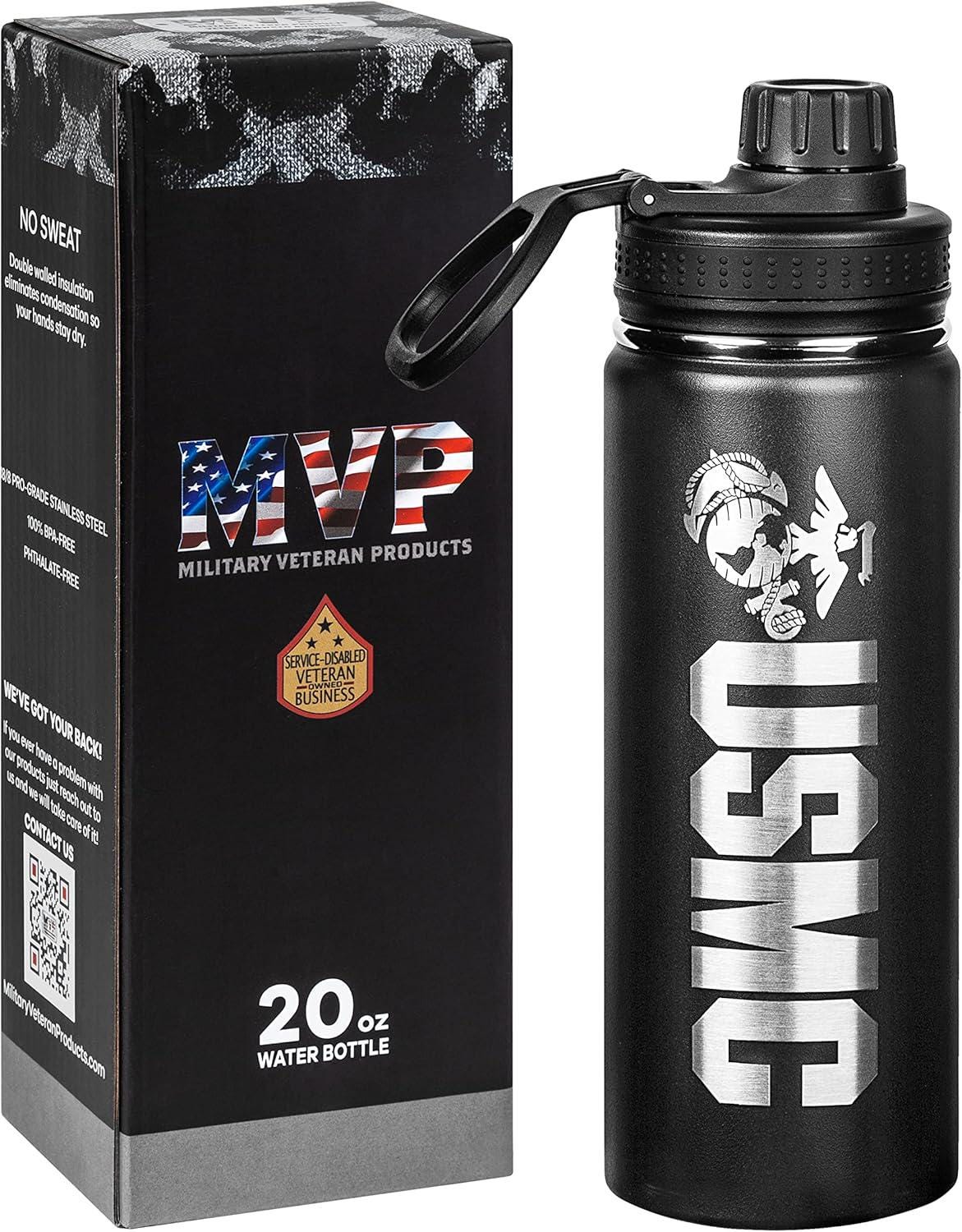 USMC 20oz Water Bottle | Marine Corps Double Wall Vacuum Insulated ...