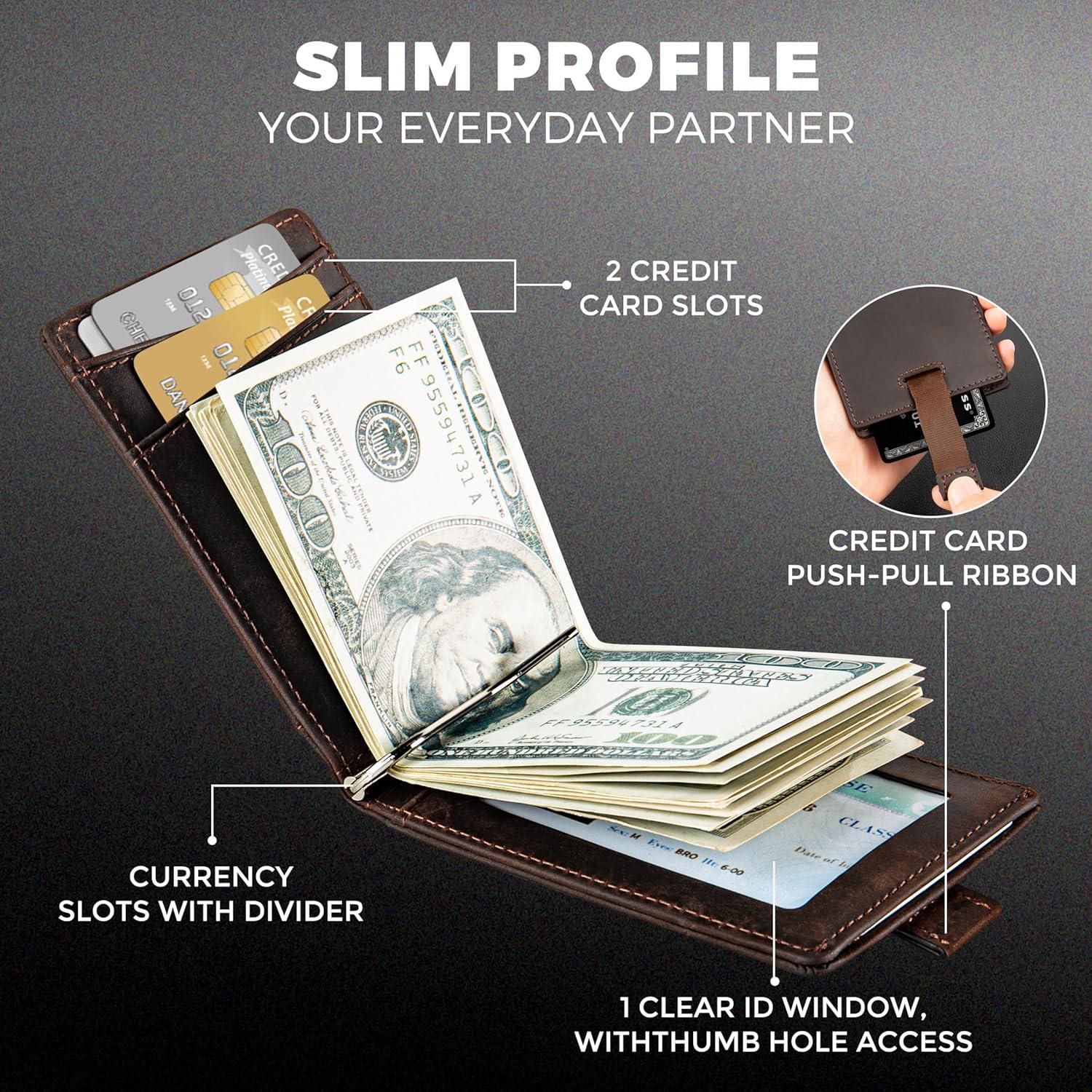 USMC - Genuine Black Leather Bi-folding RFID-BLOCKING Wallet - Card ...