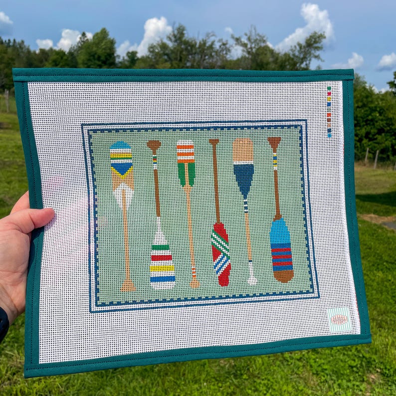 Canoe Paddles Needlepoint Canvas, Hand-painted, 13 Mesh, 10 by 8 Inches ...