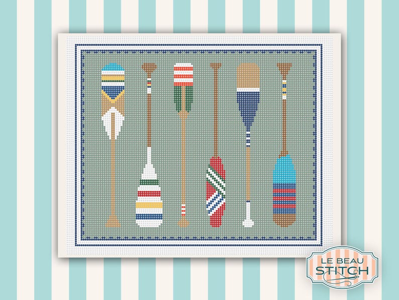 Canoe Paddles Needlepoint Canvas, Hand-painted, 13 Mesh, 10 by 8 Inches ...