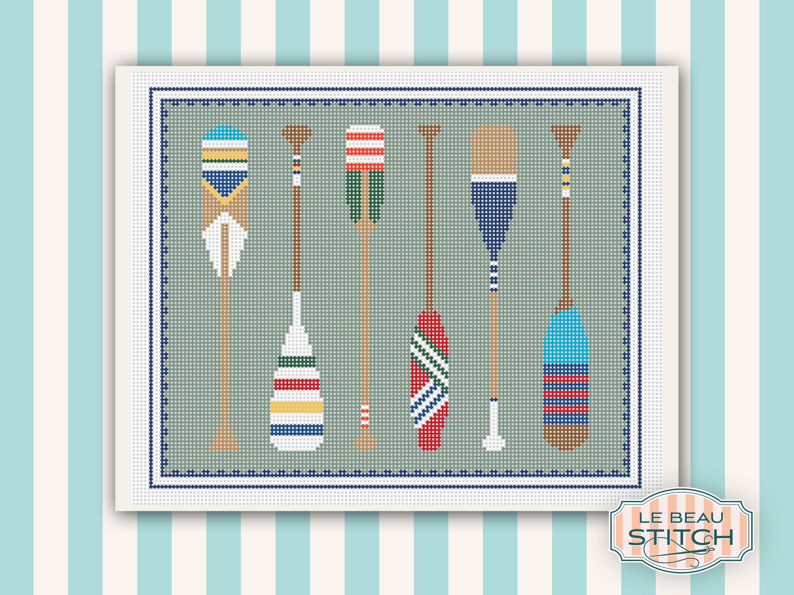 Canoe Paddles Needlepoint Canvas, Hand-painted, 13 Mesh, 10 by 8 Inches ...