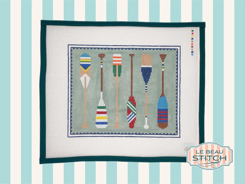 Canoe Paddles Needlepoint Canvas, Hand-painted, 13 Mesh, 10 by 8 Inches ...