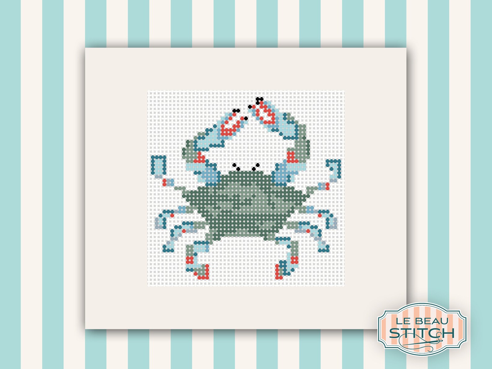 Blue Crab Needlepoint Canvas: Chesapeake Bay Ornament, Hand-painted ...