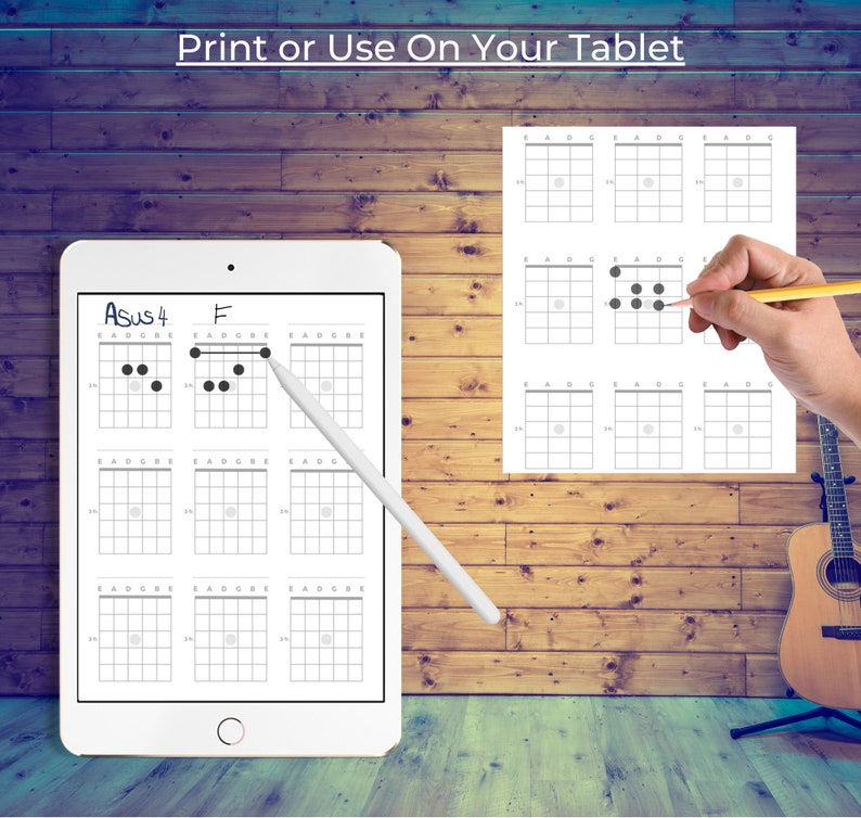 Printable Chord Diagrams Sheet Bundle - Blank Sheets, 24 Guitar and ...