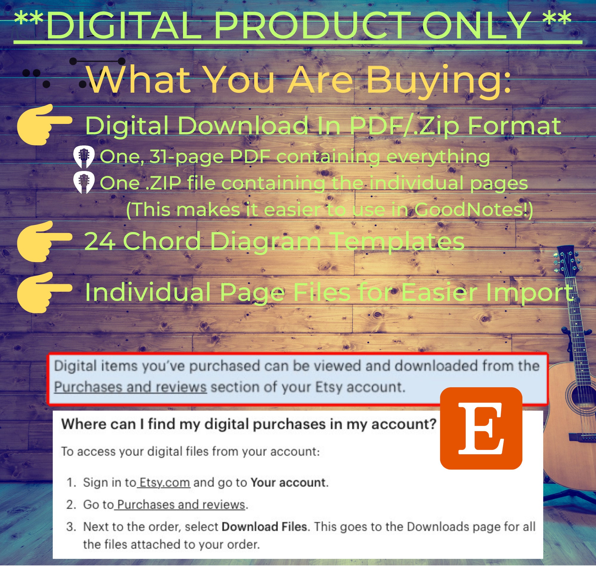 Printable Chord Diagrams Sheet Bundle - Blank Sheets, 24 Guitar and ...