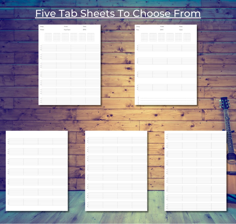 Printable Guitar Songwriting Paper Bundle - Blank Sheets, 18 Templates ...