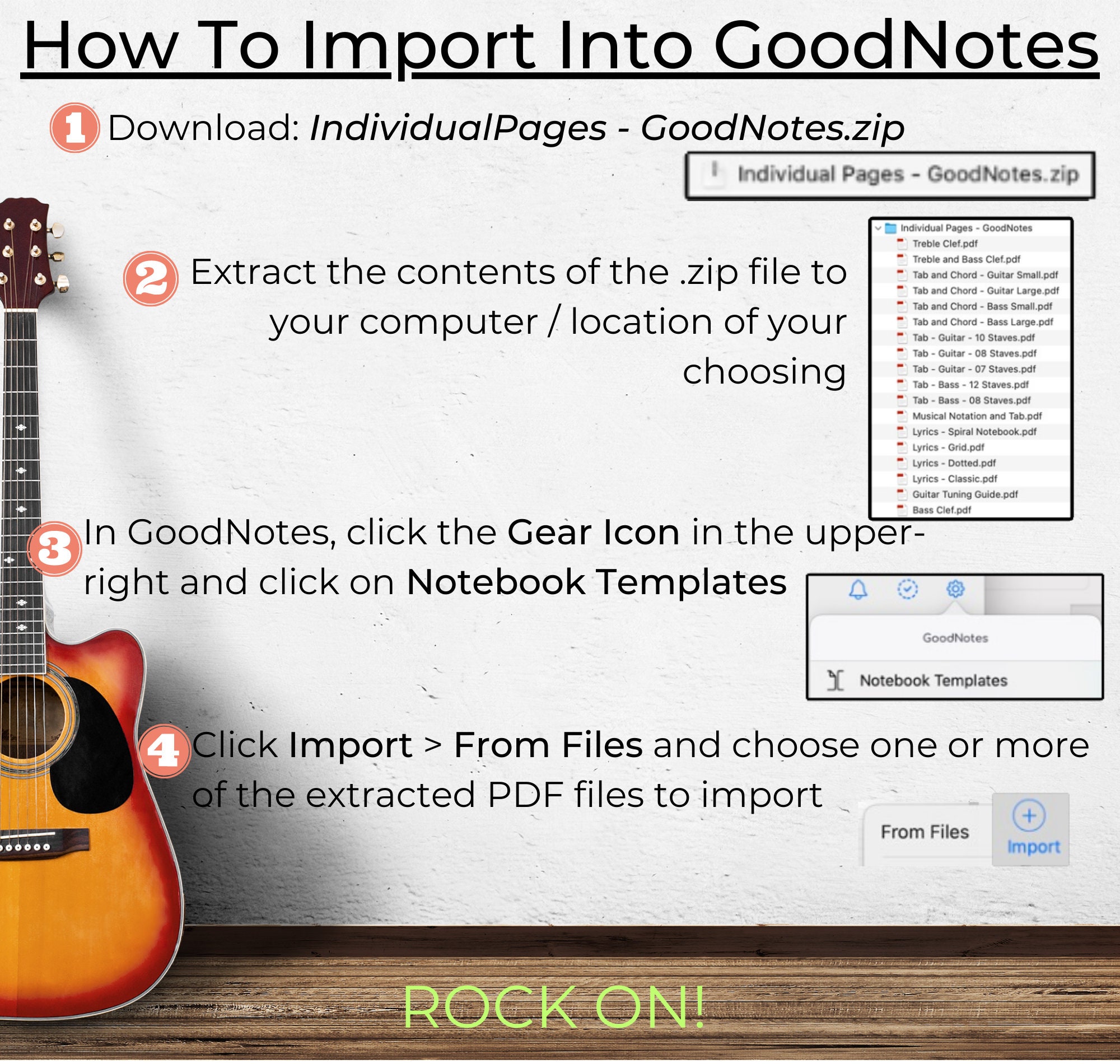 Printable Notation Paper Sheet Bundle - Blank Sheets, 13 Guitar Bass ...