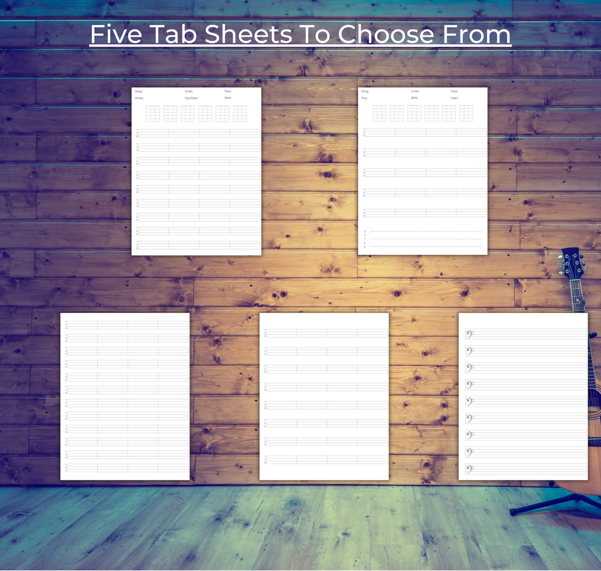 Printable Bass Guitar Songwriting Paper Bundle Blank Sheets, 13 ...