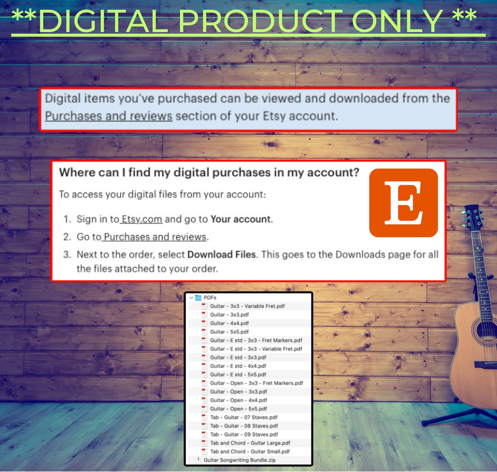 Printable Guitar Songwriting Paper Bundle - Blank Sheets, 18 Templates ...