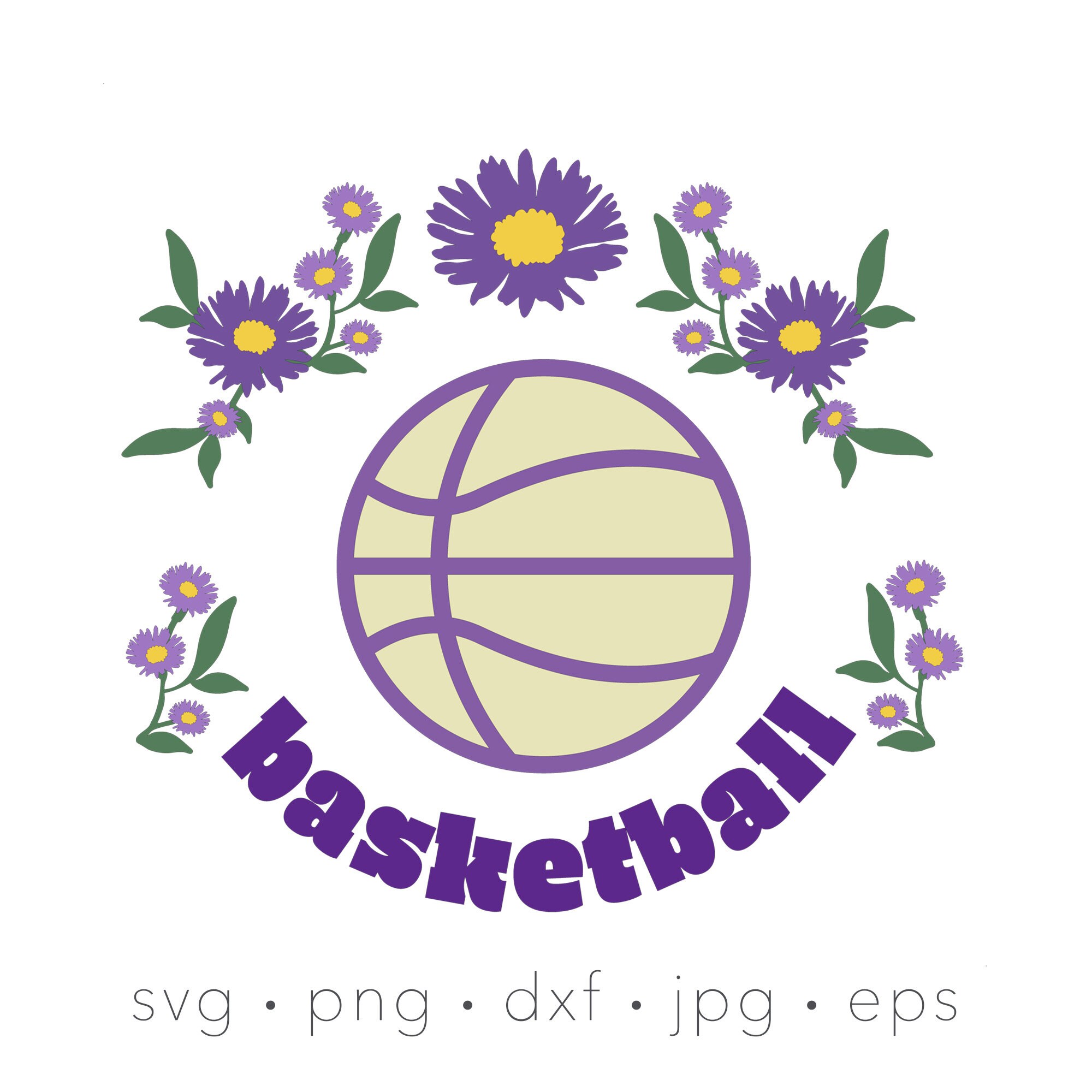 Basketball Svg Basketball Png Flowers Clipart Vector Art - Etsy