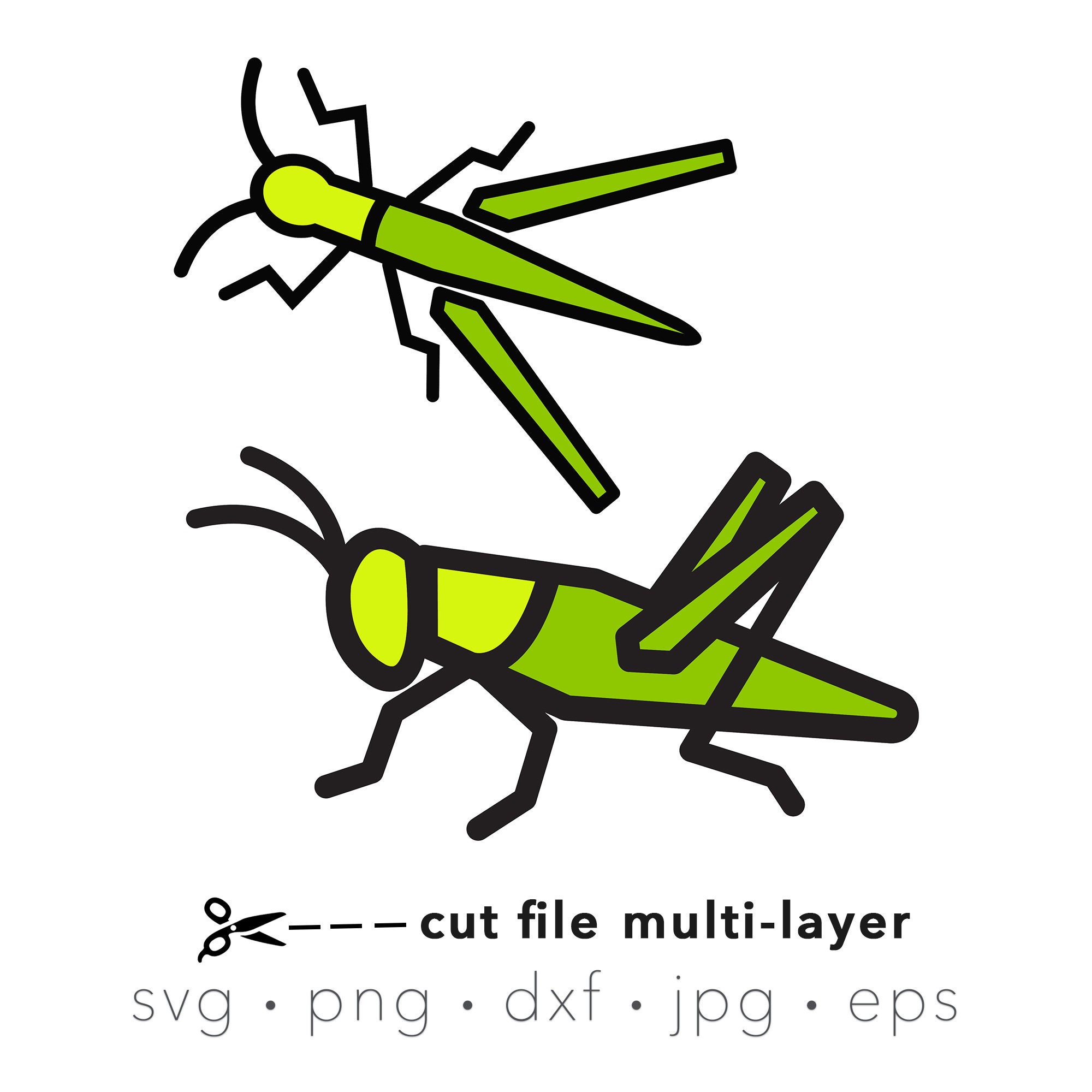 Grasshopper SVG, Bundle Multi-layered Digital Cut File for Silhouette ...