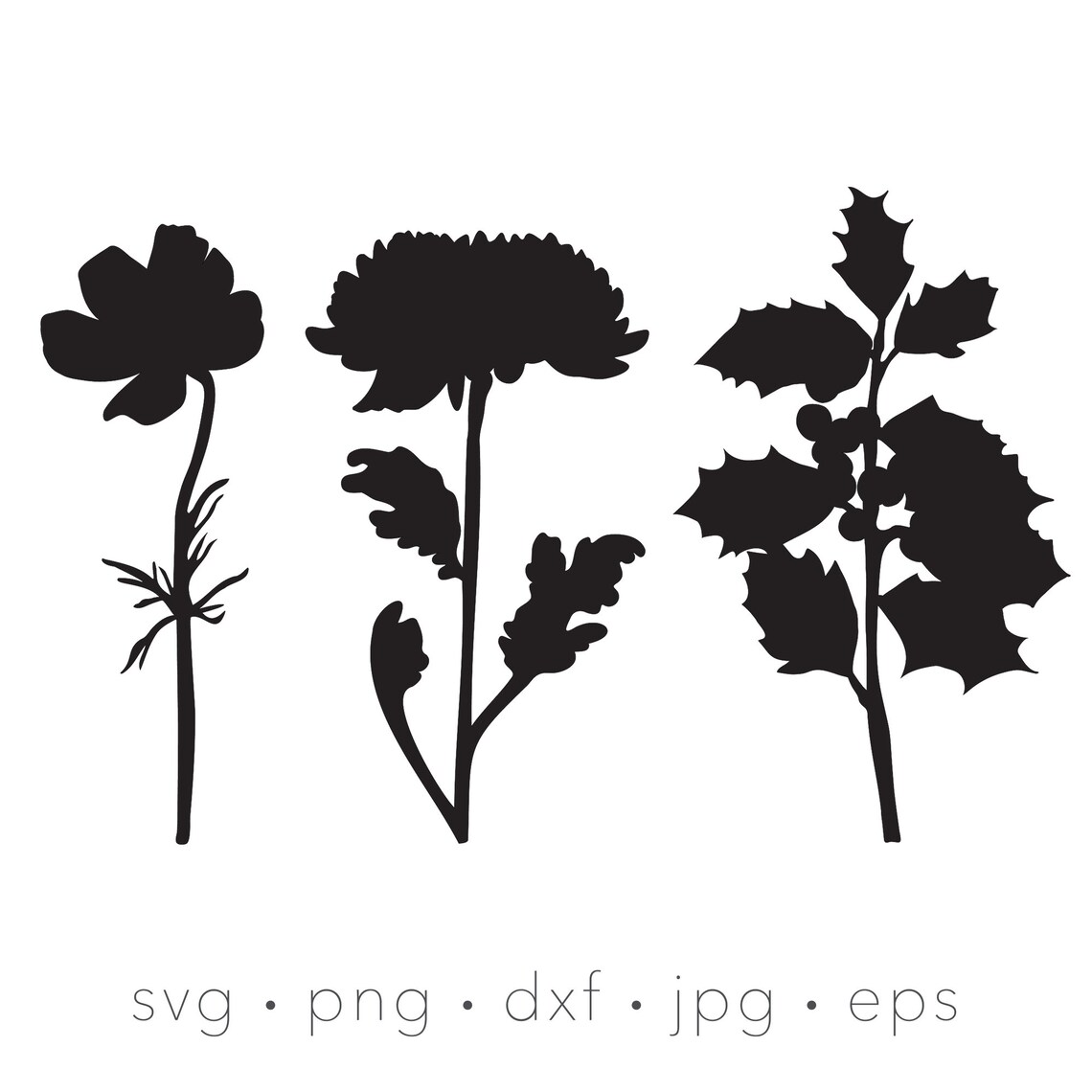 Birth Flowers Silhouette Svg, Birth Month Flower Vector Art, Floral Cut ...