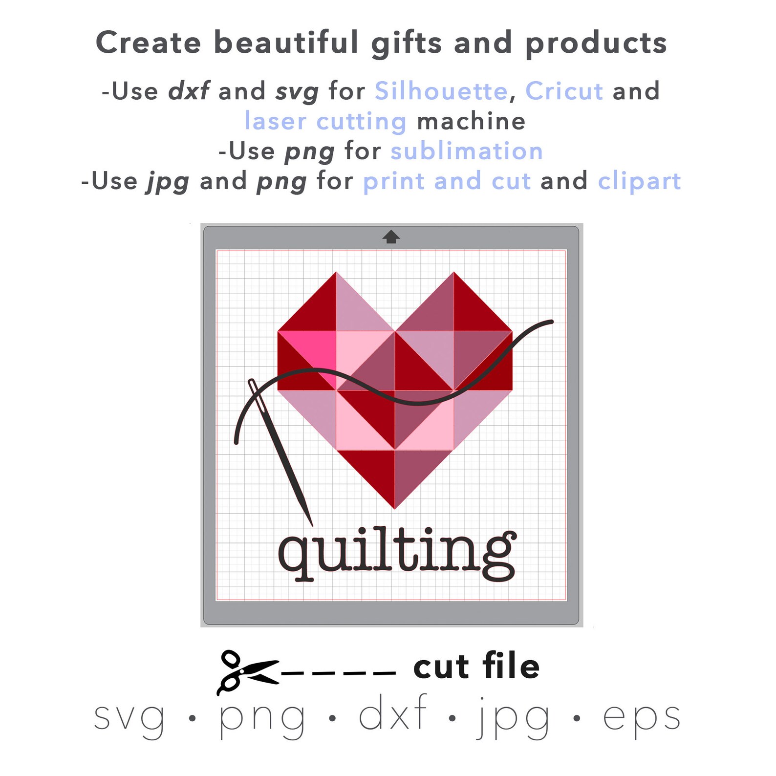 Quilting Svg, Quilter's Gift, Quilting Squares Heart Svg. Silhouette ...
