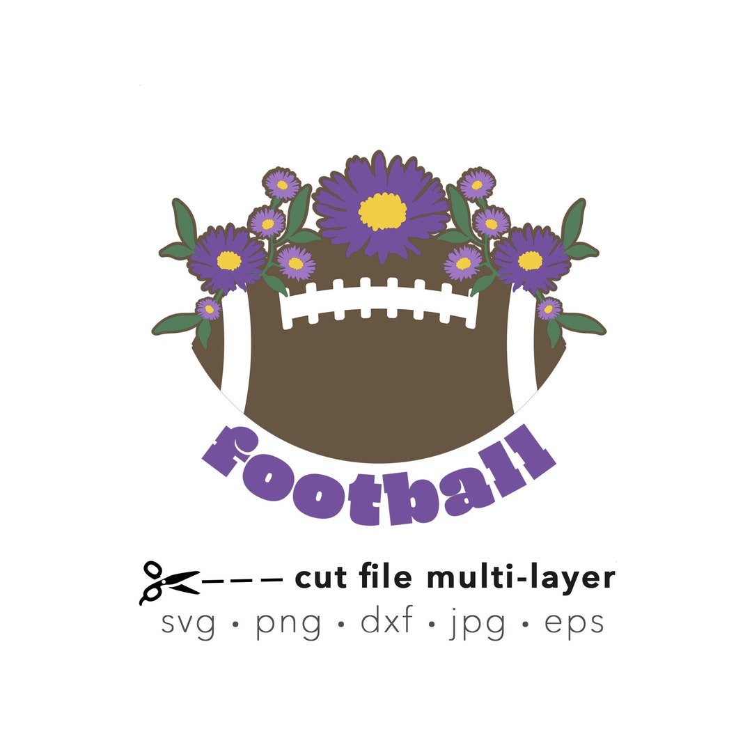 Football Svg, Flowers and Football Svg, Sports Clipart, Cricut and ...