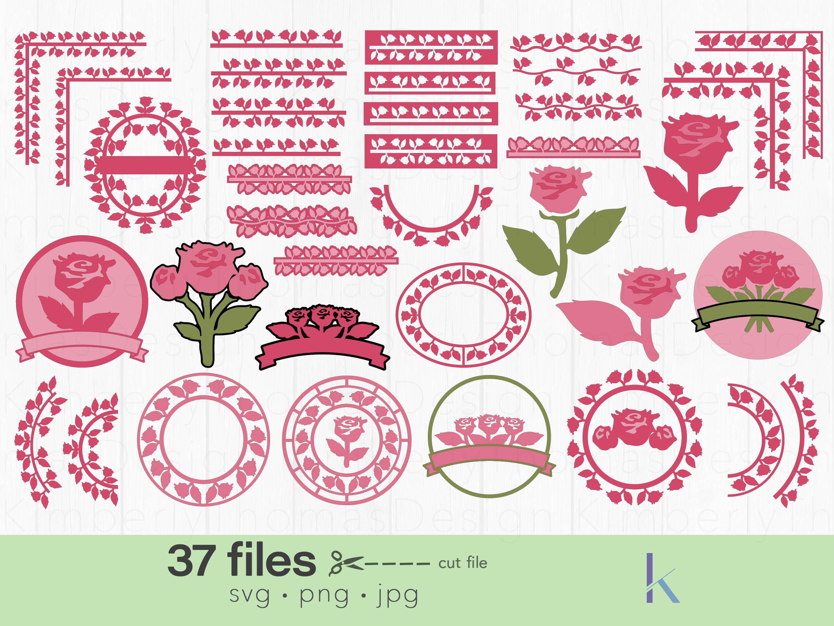 Rose Bundle SVG, Pink Rose Svg, Rose Cut File, Birth Flower Svg ...