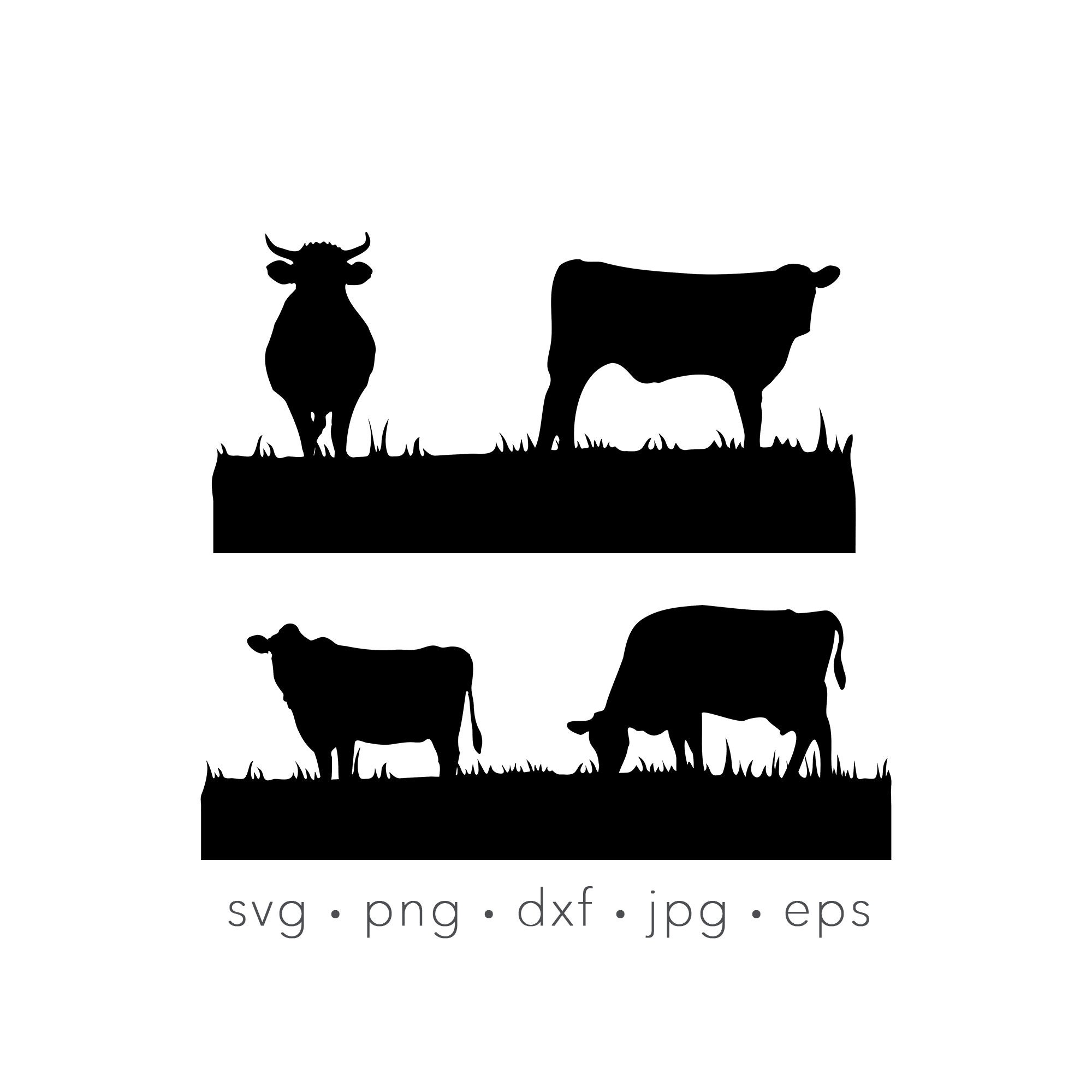 Cow Grazing SVG Silhouette Digital Cut File for Silhouette or Cricut - Etsy
