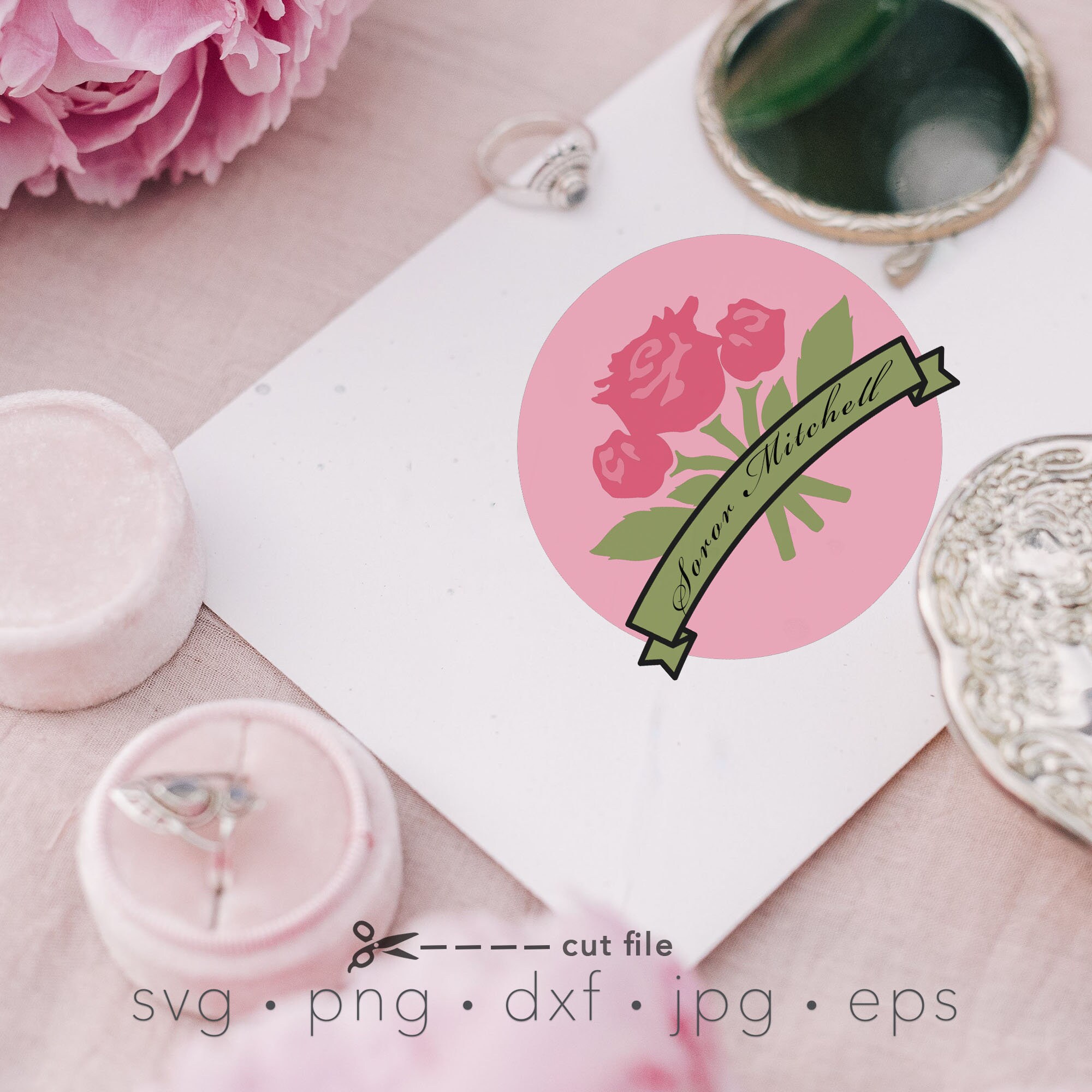 Rose Bundle SVG, Pink Rose Svg, Rose Cut File, Birth Flower Svg ...