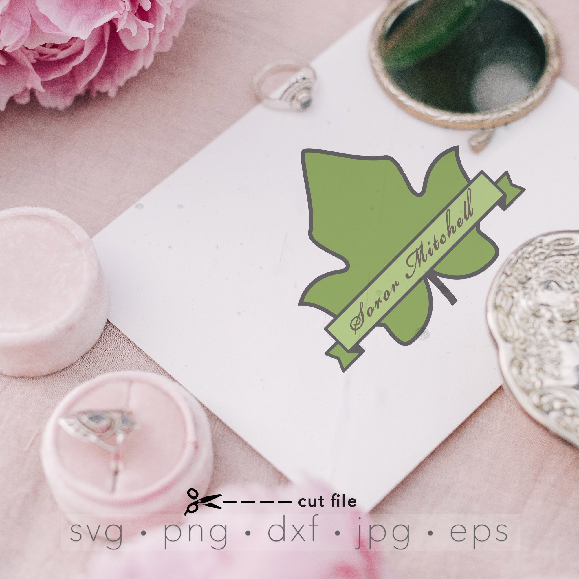 Ivy Leaf Bundle SVG, Ivy Leaves Svg, Pink and Green Sorority Png ...