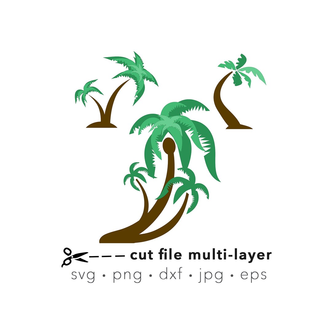 Palm Tree SVG Bundle Multi-layered Digital Cut File for Silhouette or ...