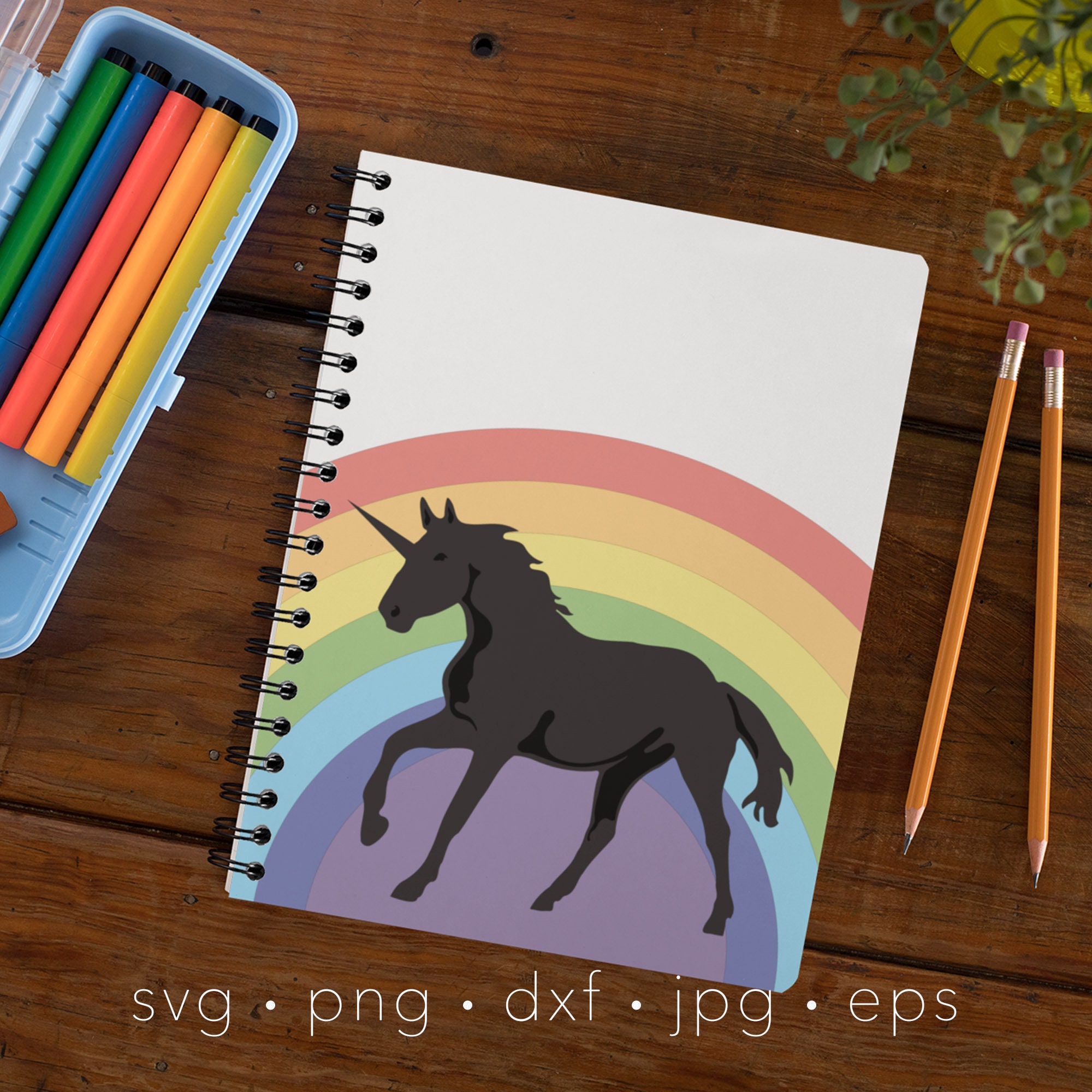Unicorn on Rainbow Svg Black Unicorn Svg Laser Dxf Digital - Etsy