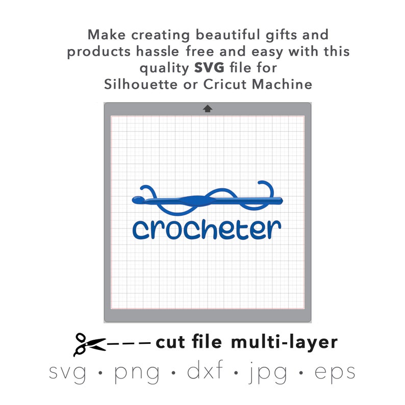 Crocheter With Blue Hook and Yarn Multi-color Multi-layered Svg Digital ...