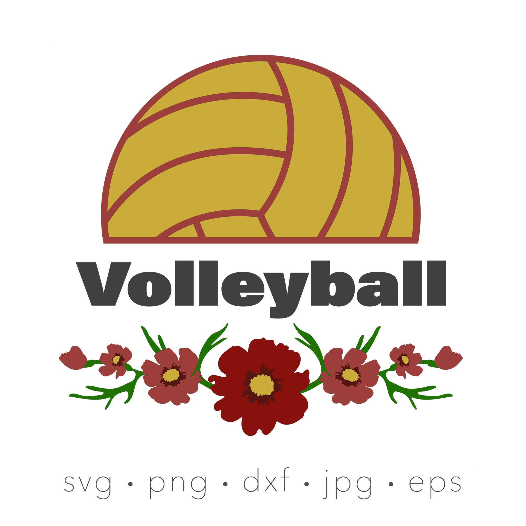 Volleyball Svg, Volleyball Flowers Png, Female Sports, Vector Art ...