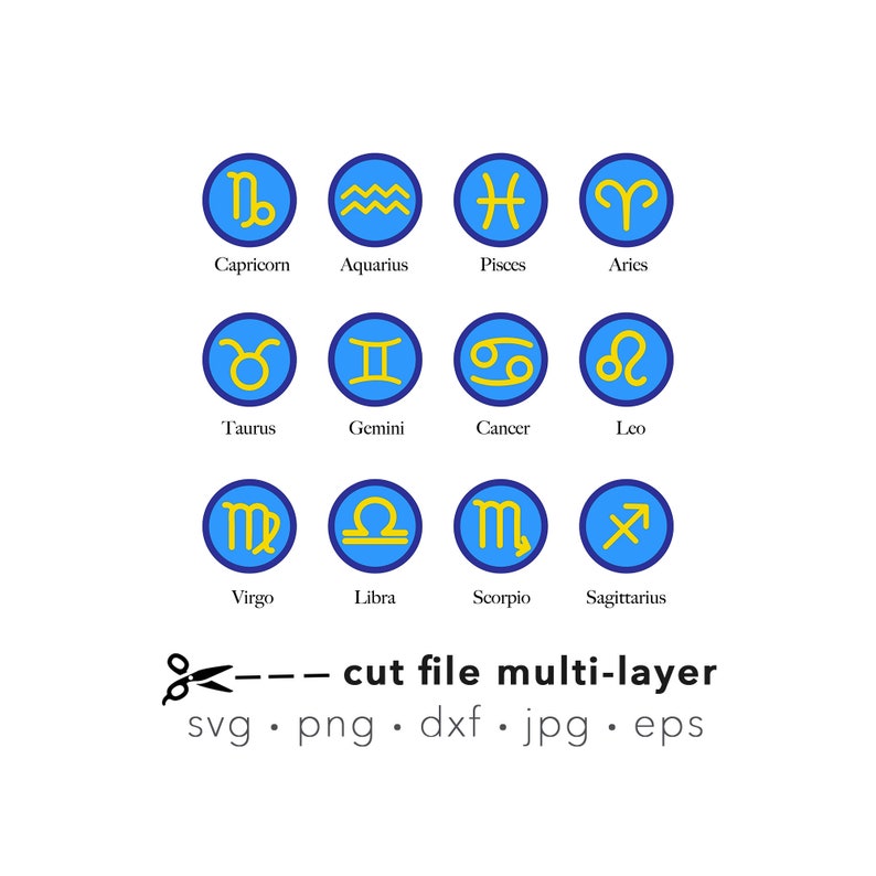 Horoscope Svg Zodiac Sign Svg Horoscope Png Layered Svg - Etsy