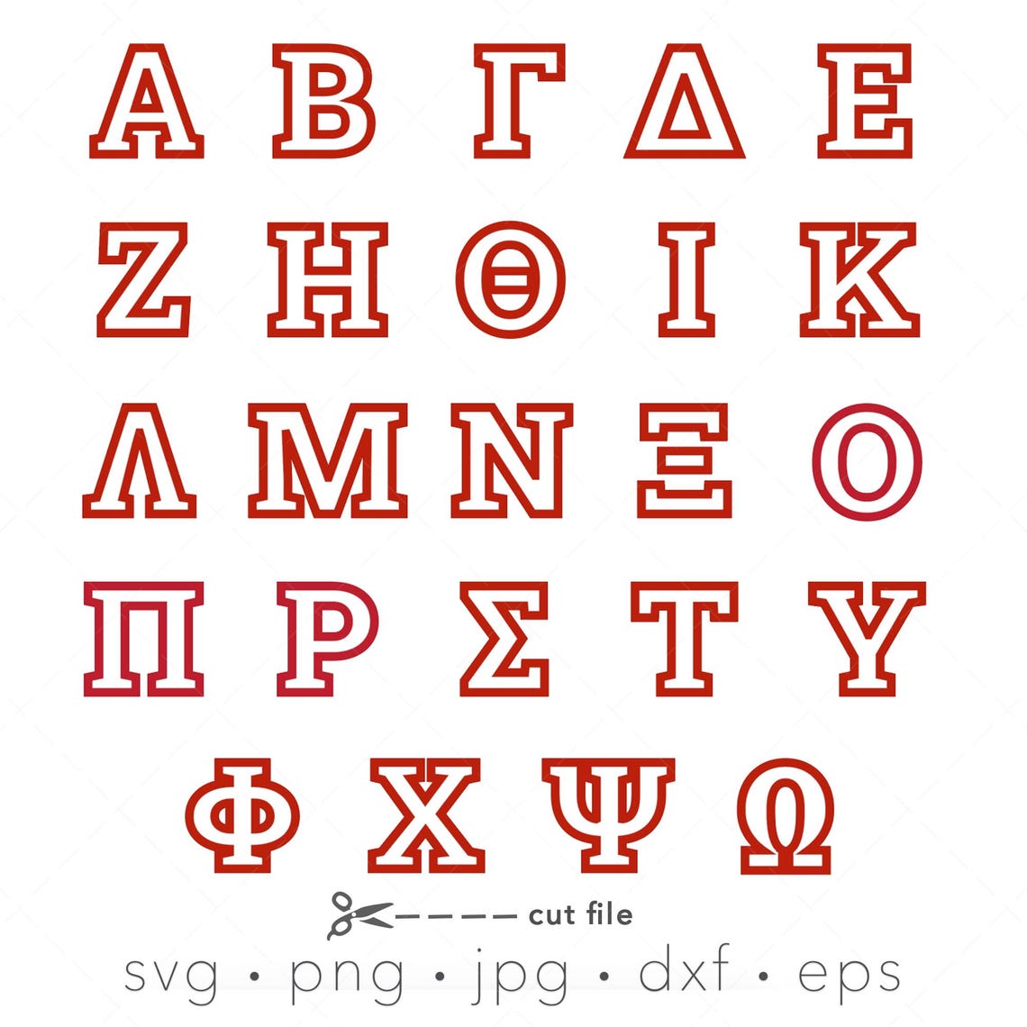 Greek Letter Bundle SVG, Fraternity Letters Svg, Sorority, Red and ...