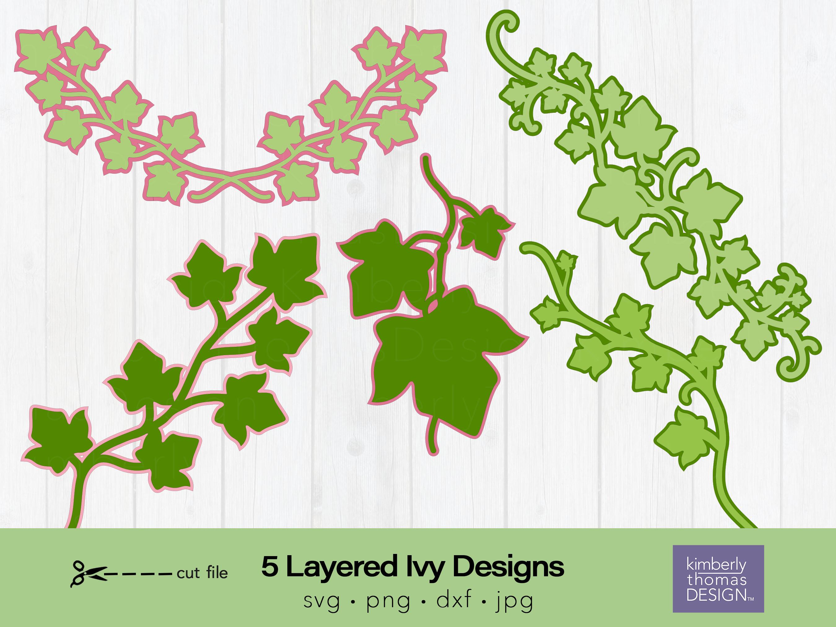 Ivy Leaf Bundle SVG, Layered Ivy Leaves Svg, Pink and Green Sorority ...