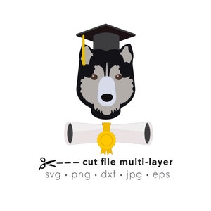 Graduation Svg Husky, Husky Svg, Husky Png, Graduation Cap Svg, Laser ...
