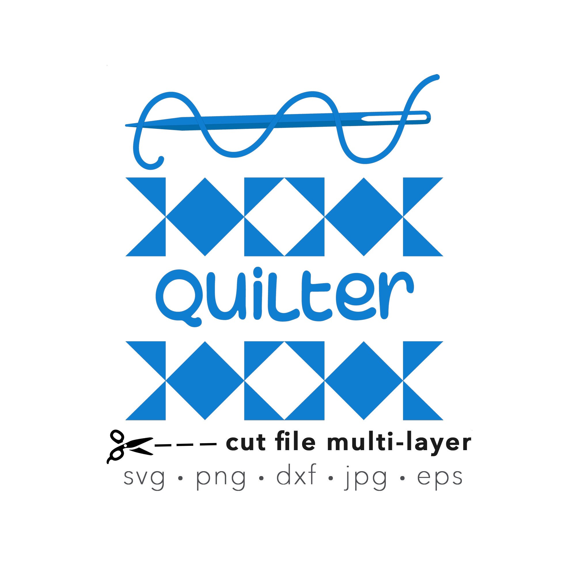 Quilter Svg Quilter Squares Clip Art Blue Needle and Thread - Etsy