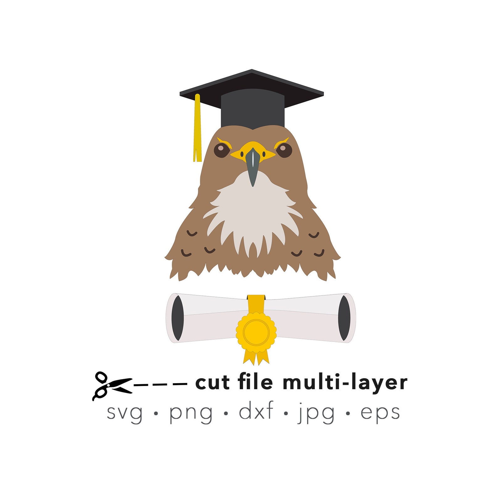 Graduation Svg Hawk, Bird Svg, Hawk Png, Graduation Cap Svg, Laser Cut ...