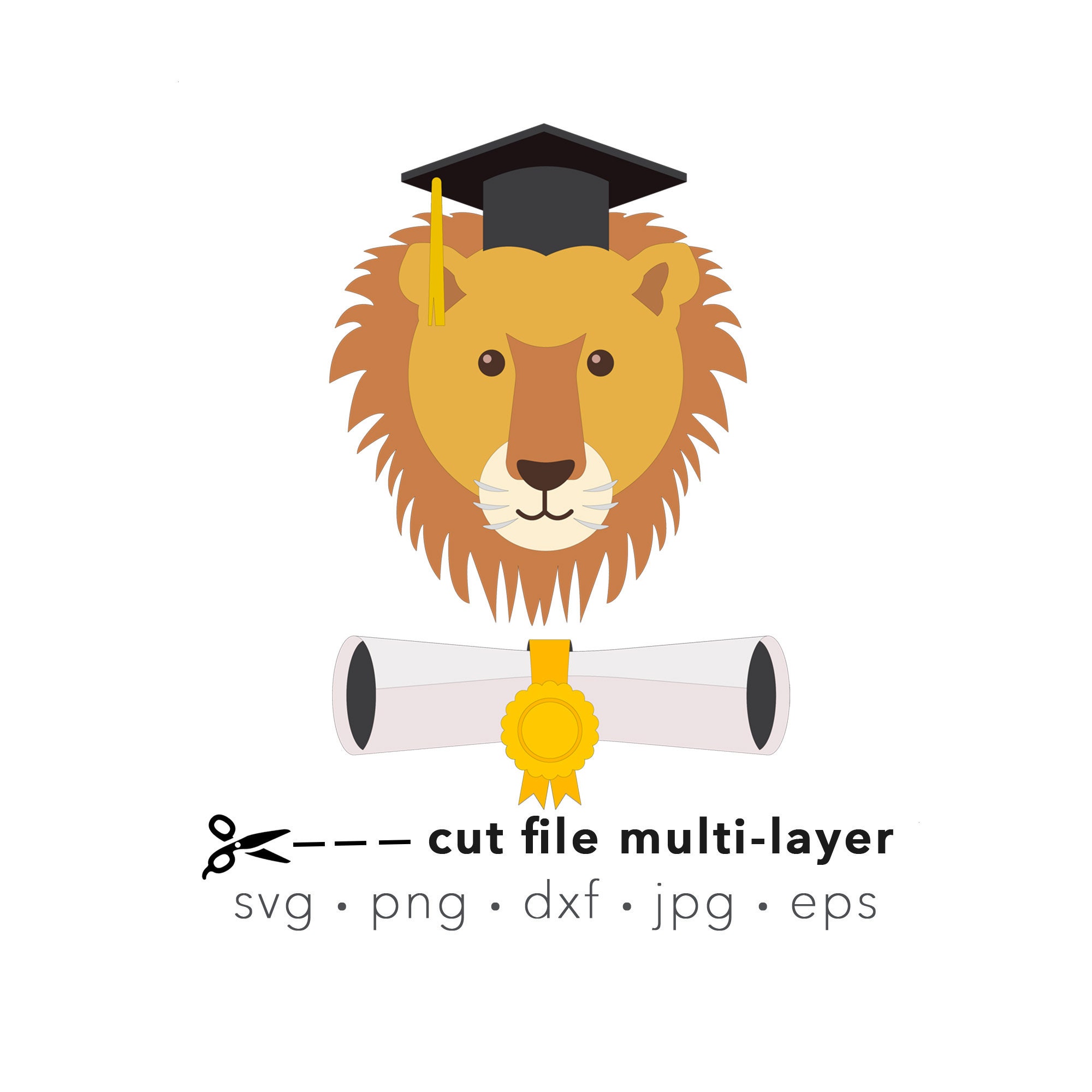 Graduation Svg Lion, Lion Svg, Lion Png, Lion, Graduation Cap Svg ...