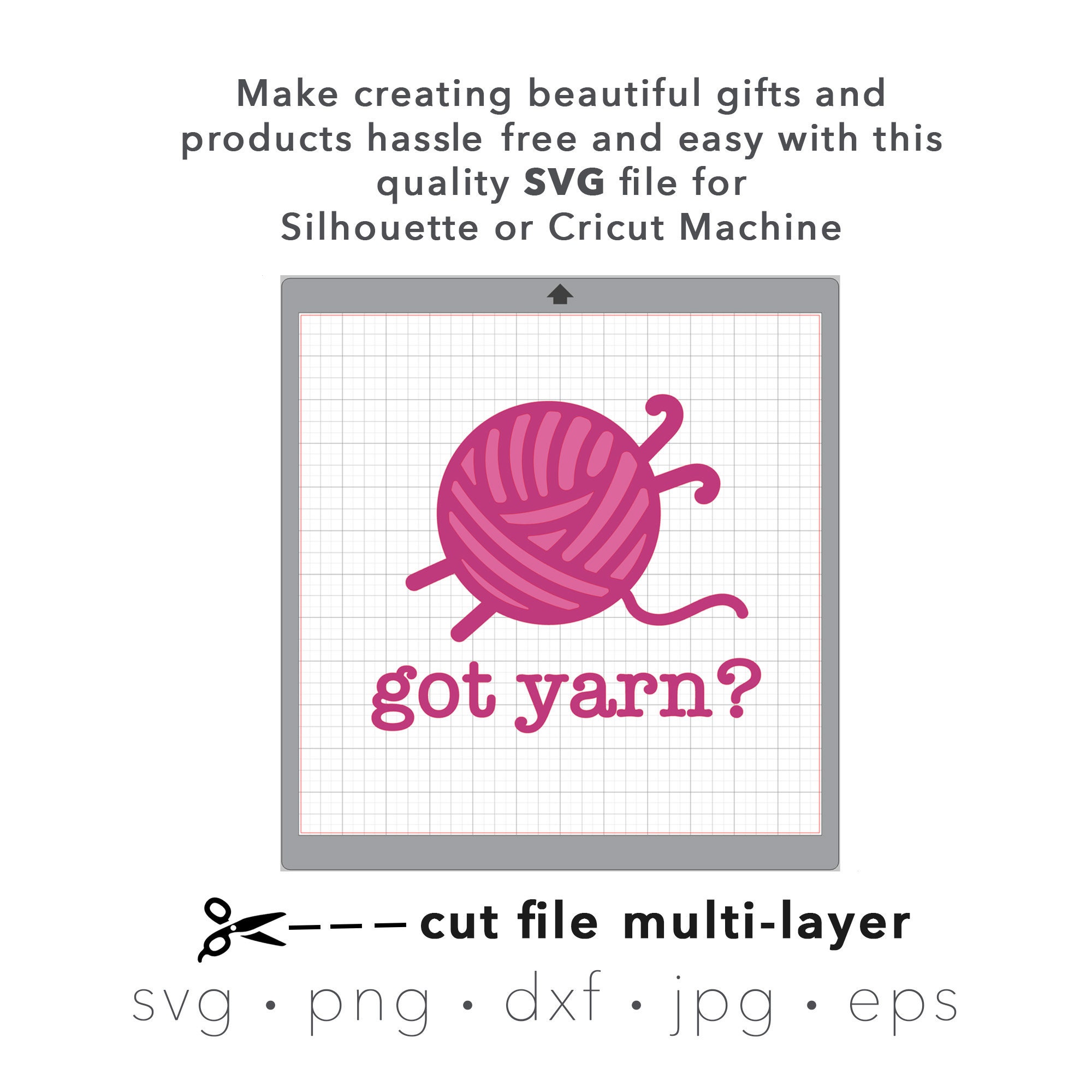 Crochet Svg, Got Yarn Svg, Pink Ball of Yarn Svg, Layered Svg ...