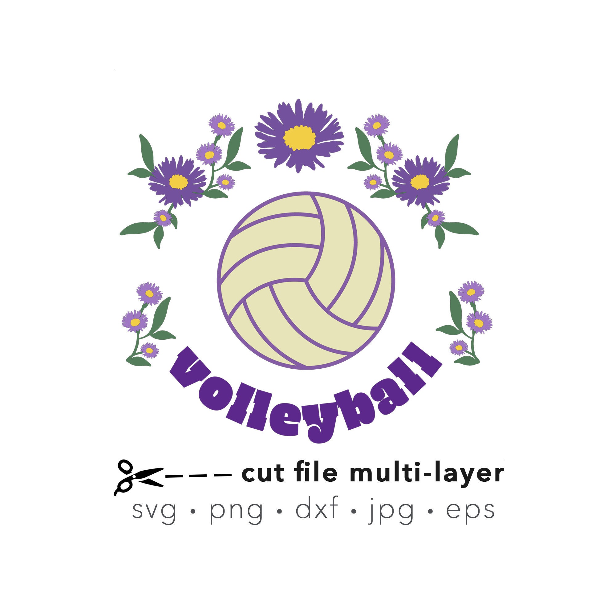Volleyball Svg Volleyball Flowers Png Sports Clipart Vector - Etsy
