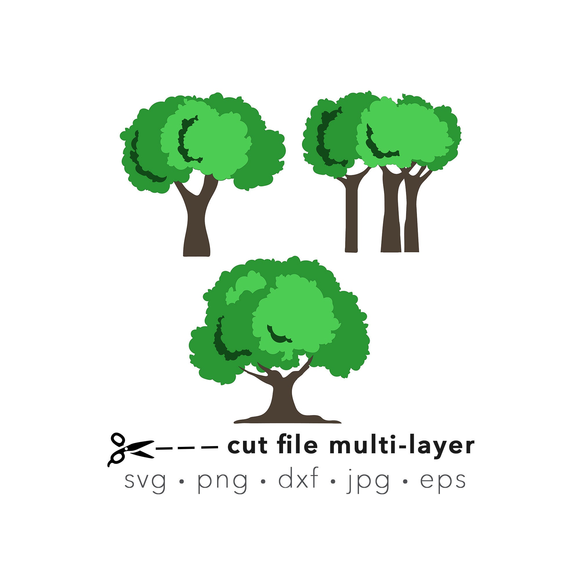 Oak Tree SVG Bundle, Layered Tree Digital File, Silhouette Cut File ...