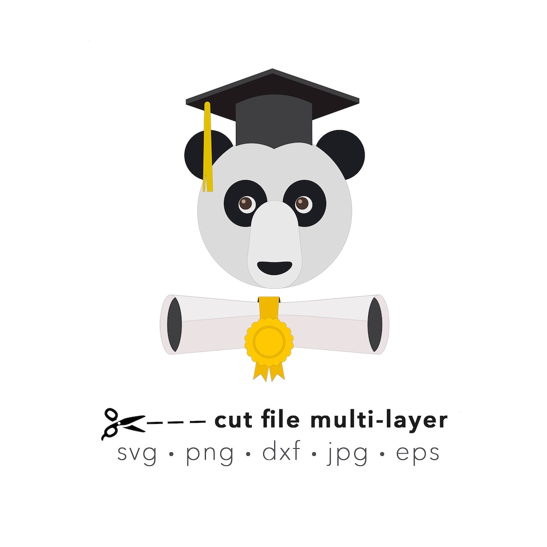 Graduation Svg Panda, Panda, Graduation Svg 2024, Graduation Cap Svg ...