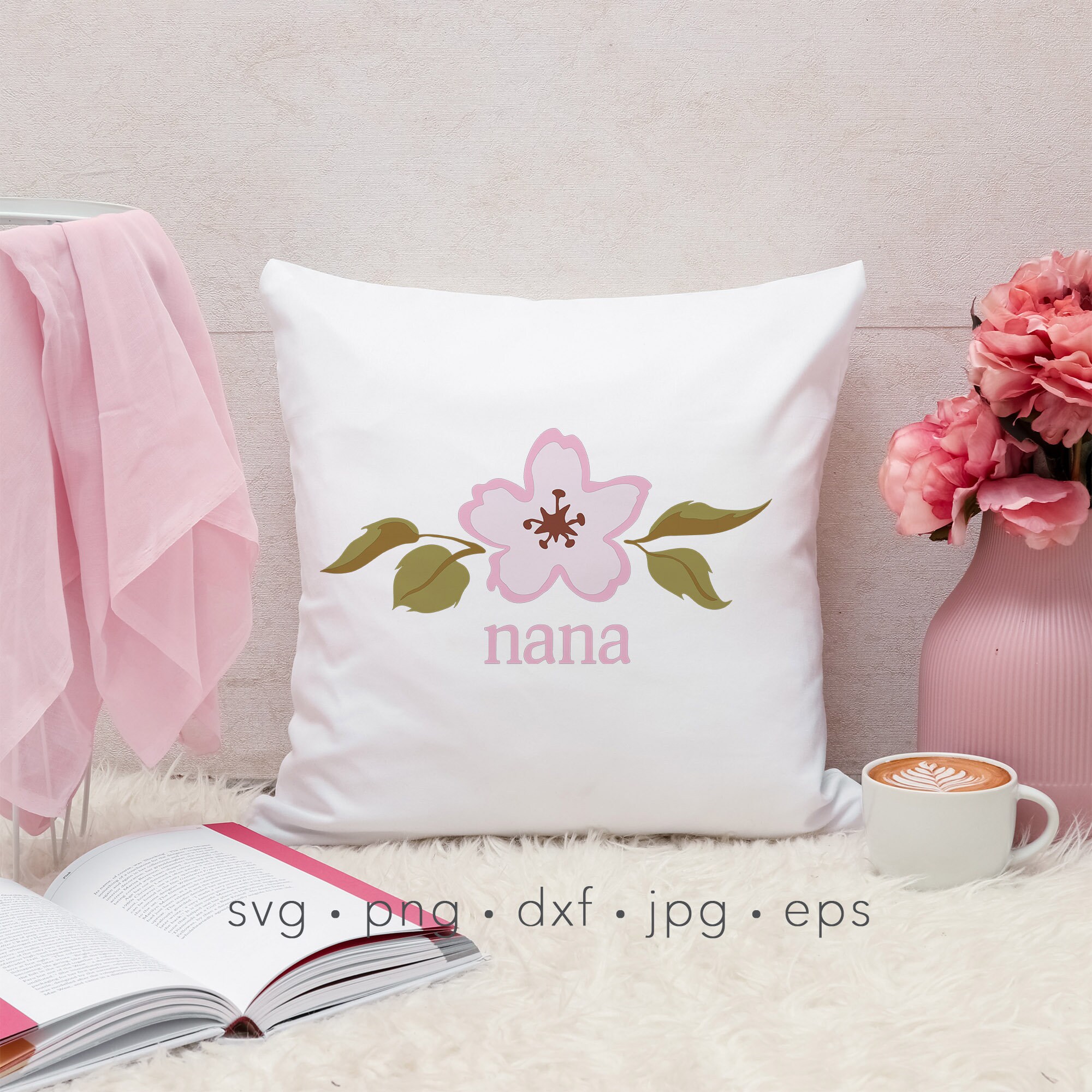 Cherry Blossom Svg, Nana Svg, Mothers Day Svg, Pink Cherry Blossom ...