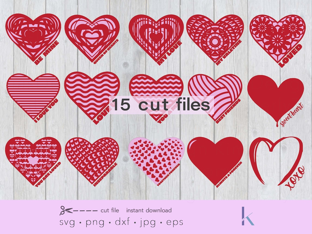 Valentines Svg Bundle, Heart Svg, Hearts Png, Valentine Png Sublimation ...