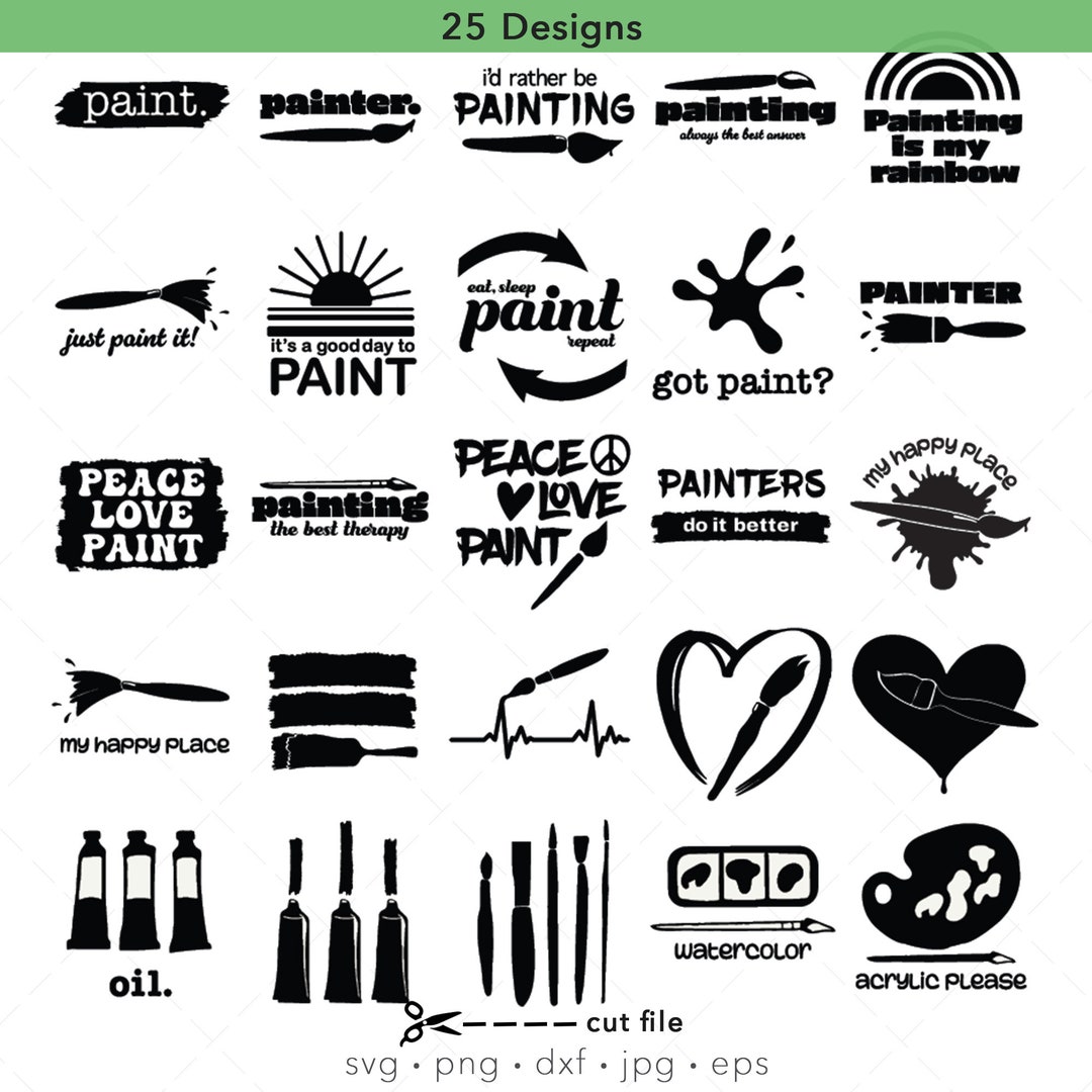 Art Painter SVG Bundle, Artist Clipart Cut File Silhouette Dxf Eps Png ...
