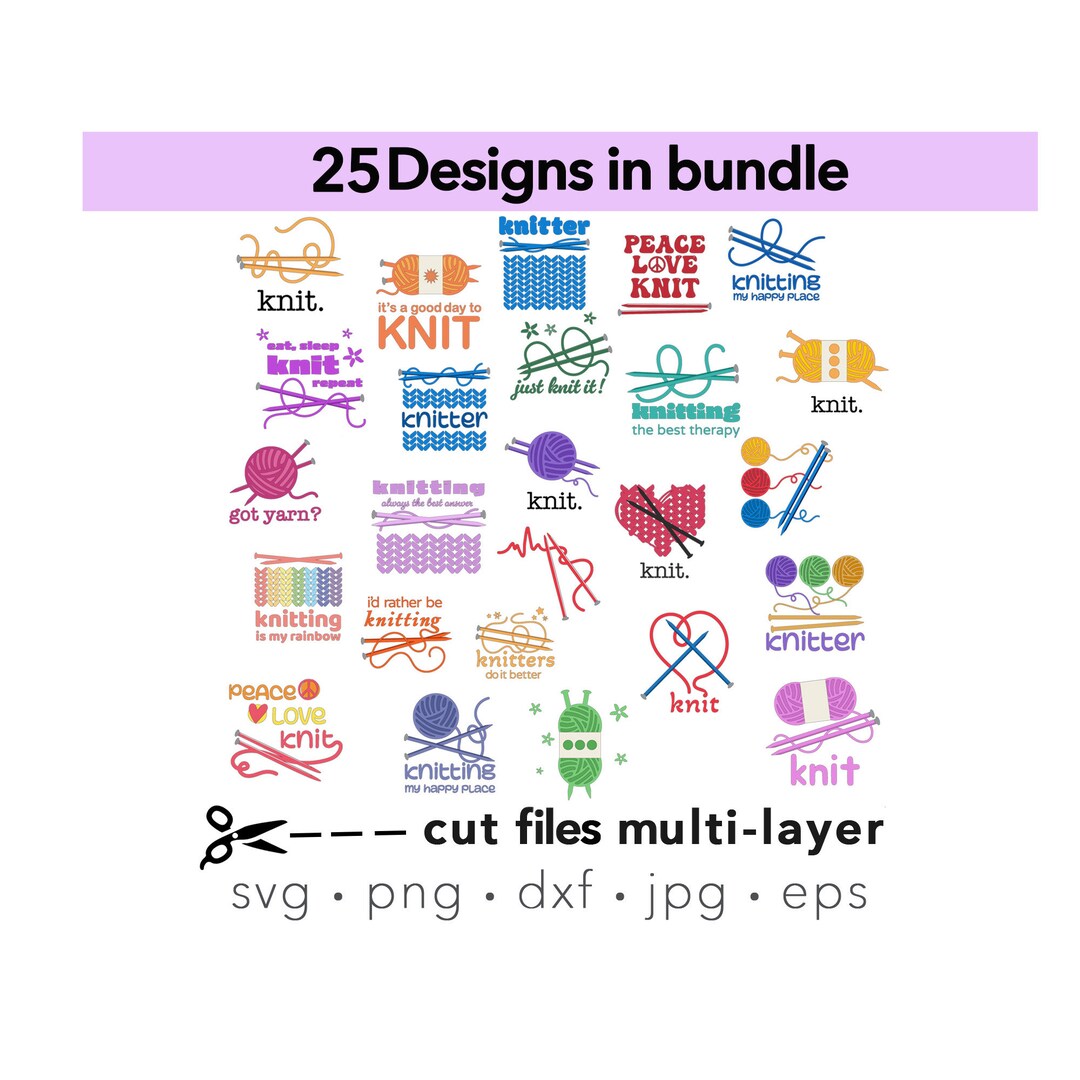 Knitting, Knitting Svg, Silhouette, Cricut File, Laser Cut File ...