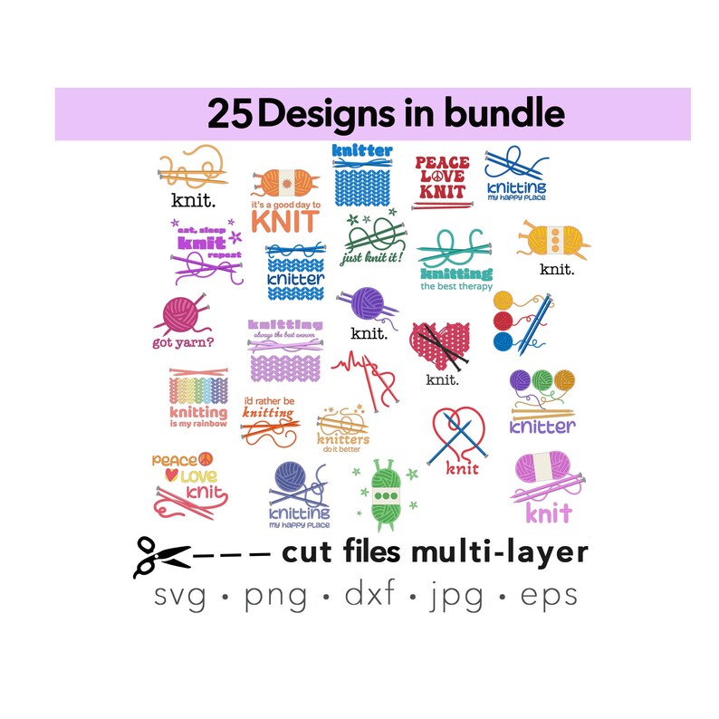 Knitting, Knitting Svg, Silhouette, Cricut File, Laser Cut File ...