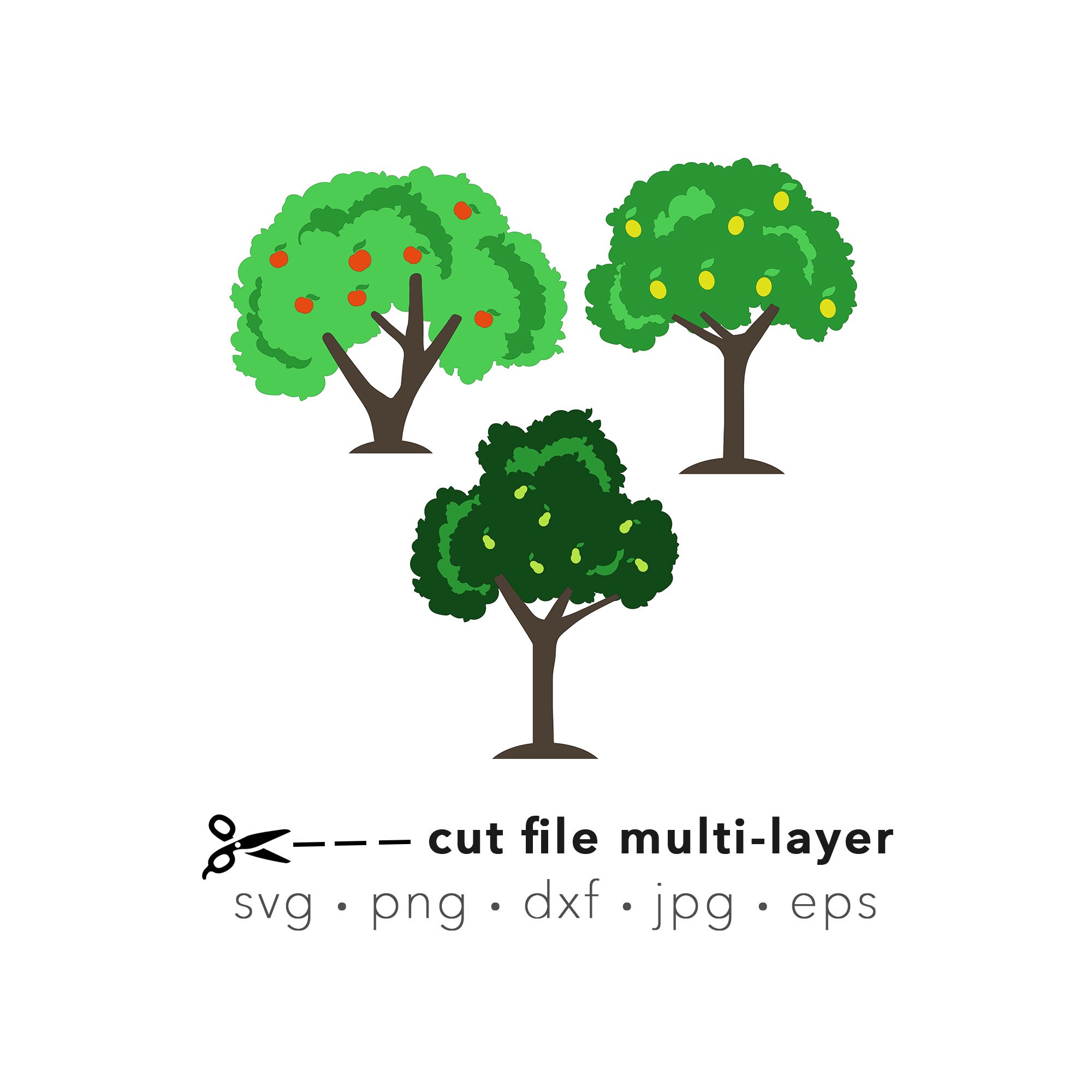 Fruit Tree SVG Bundle, Silhouette Svg, Cricut Svg, Pear Tree Png, Apple ...